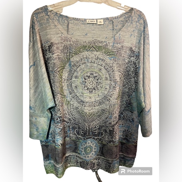 Cato | Tops | Cato Boho Top Ladies Extra Large Jeweled Mandala Hippie ...